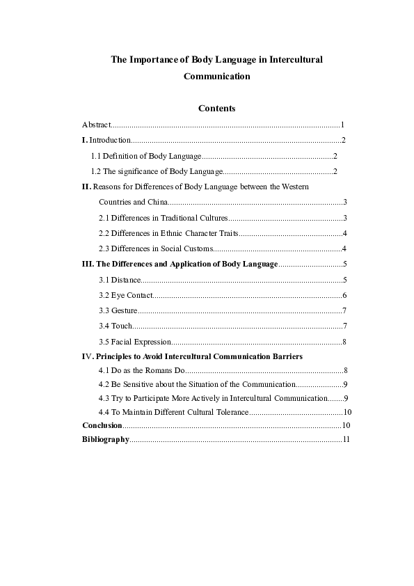 (DOC) The Importance of Body Language in Intercultural Communication ...
