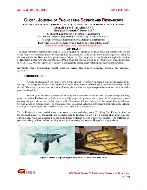 Optimizing F-111 Vent Hole for Weight and Fatigue