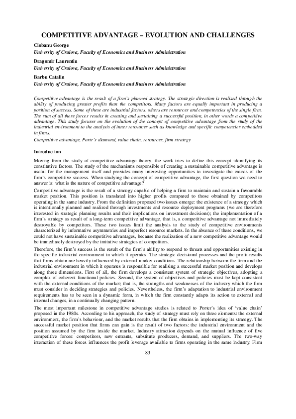 (PDF) Strategy and Competitive Advantage | Elvis Chawira - Academia.edu