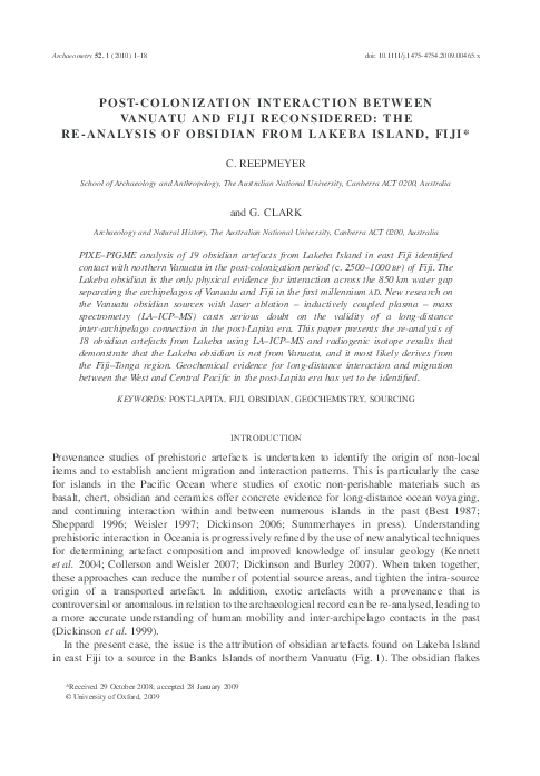(PDF) Post-colonization interaction between Vanuatu and Fiji ...