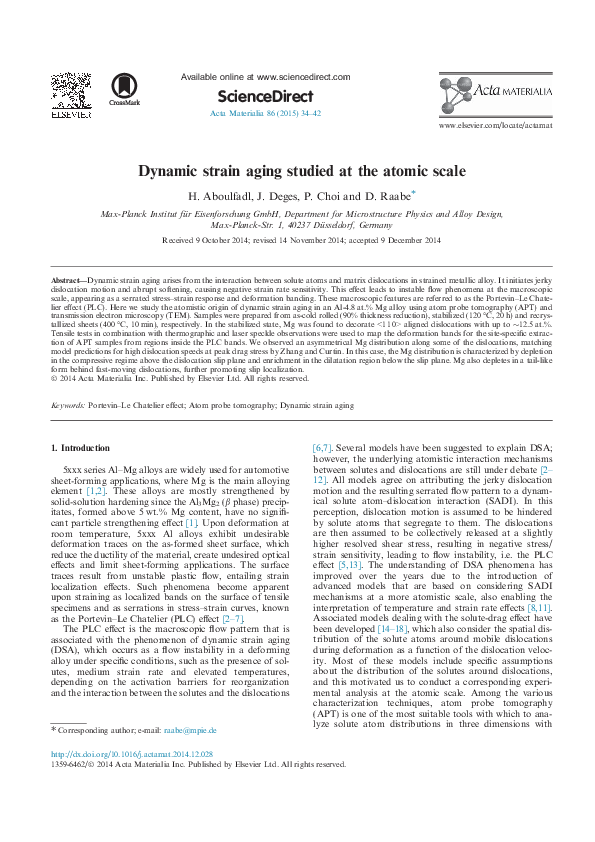 (PDF) Dynamic strain aging studied at the atomic scale