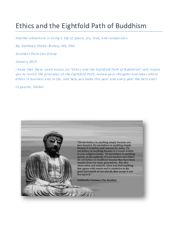 (DOC) Ethics and the Eightfold Path of Buddhism