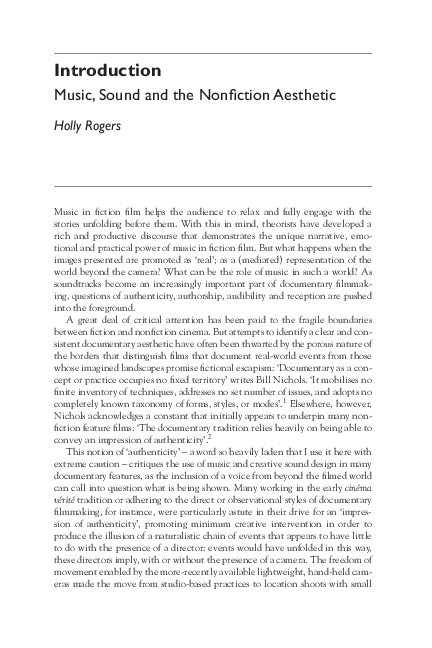 (PDF) Documentary Film: Music, Sound and the Nonfiction Aesthetic