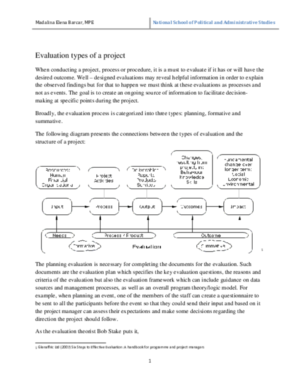 (DOC) Evaluation types of a project