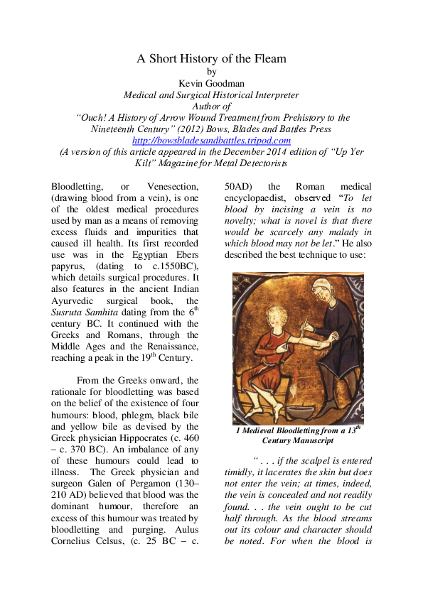 (PDF) A Short History Of The Fleam