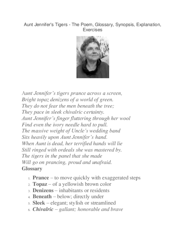 (DOC) Aunt jennifer's tiger