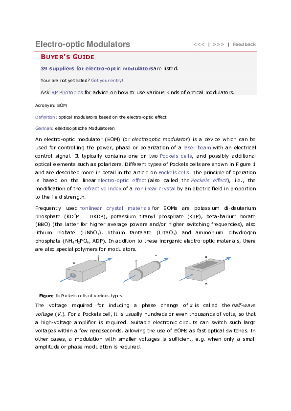 (DOC) Electro-optic Modulators − Types of Electro-optic Modulators