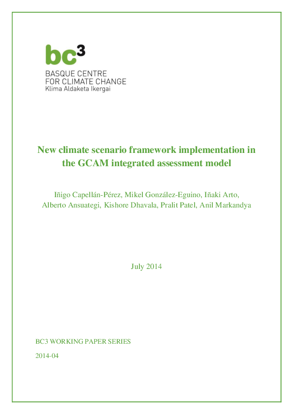 (PDF) New climate scenario framework implementation in the GCAM ...