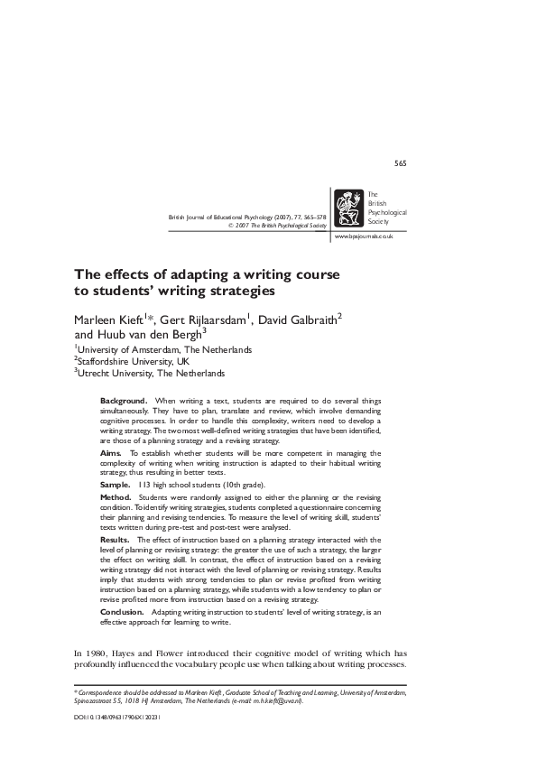 (PDF) The effects of adapting a writing course to students writing ...