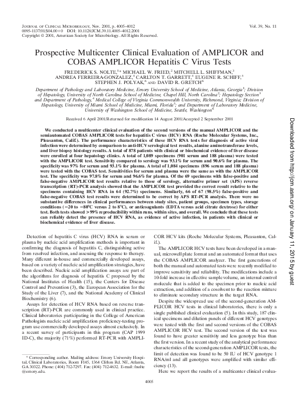 (PDF) Prospective Multicenter Clinical Evaluation of AMPLICOR and COBAS ...