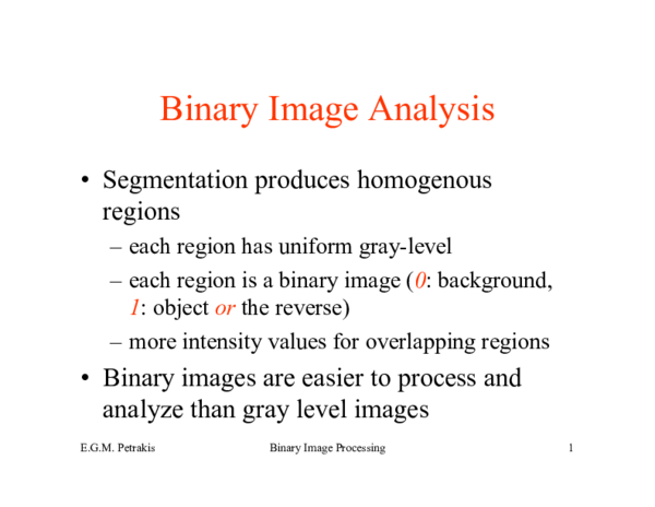 (PDF) Binary Image Analysis