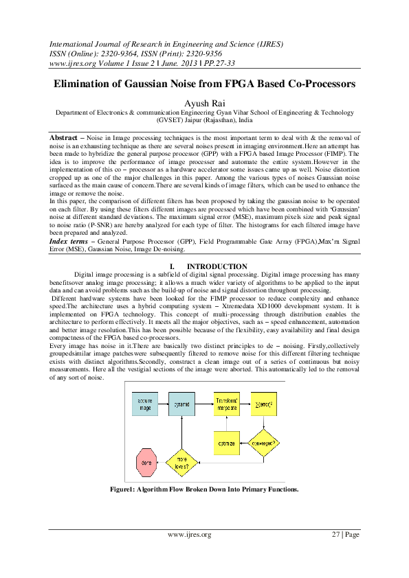 Pdf Elimination Of Gaussian Noise From Fpga Based Co Processors