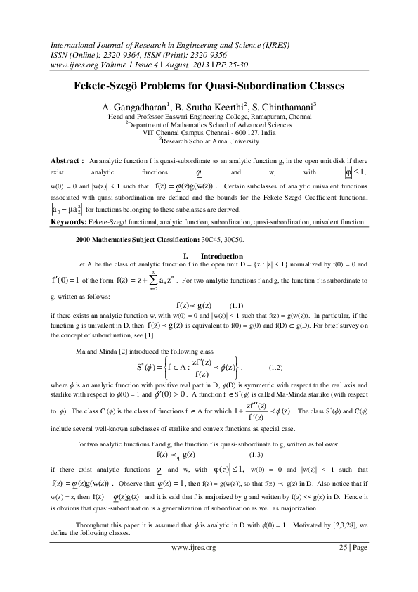 Pdf Fekete Szegö Problems For Quasi Subordination Classes