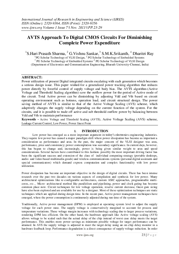 (PDF) AVTS Approach To Digital CMOS Circuits For Diminishing Complete ...