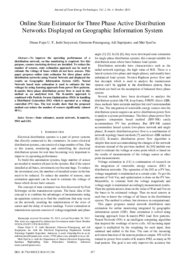 On Line State Estimator For Three Phase Active Distribution Networks Displayed On Geographic