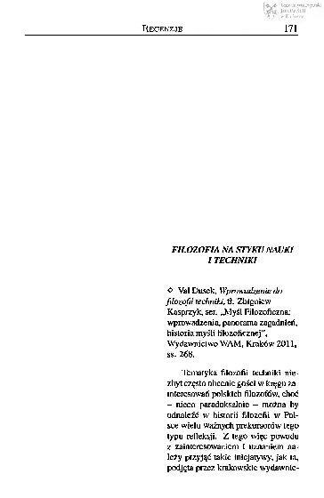 (PDF) Filozofia na styku nauki i techniki (rec. Val Dusek, Wprowadzenie ...