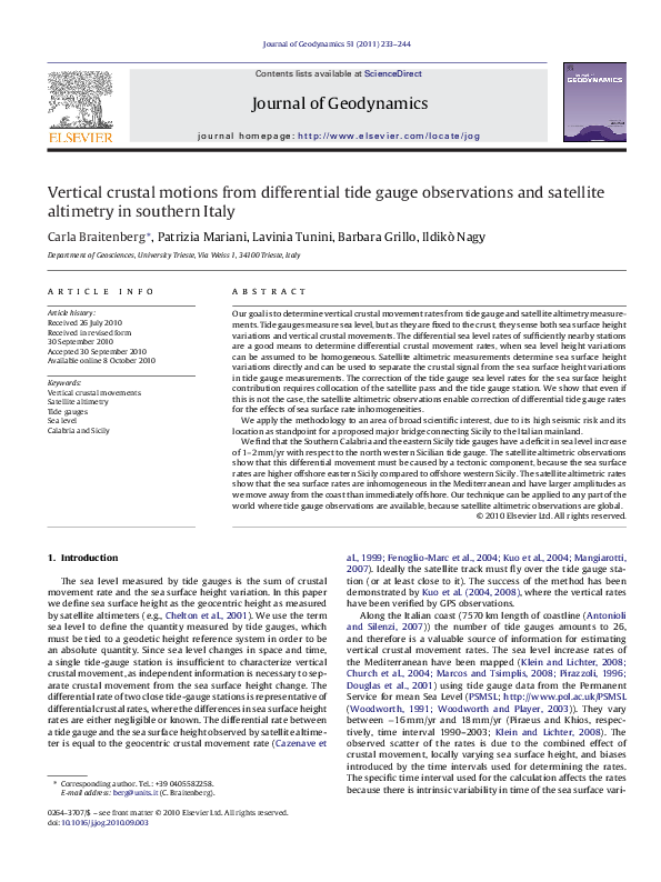 Vertical crustal motions from differential tide gauge observations and ...