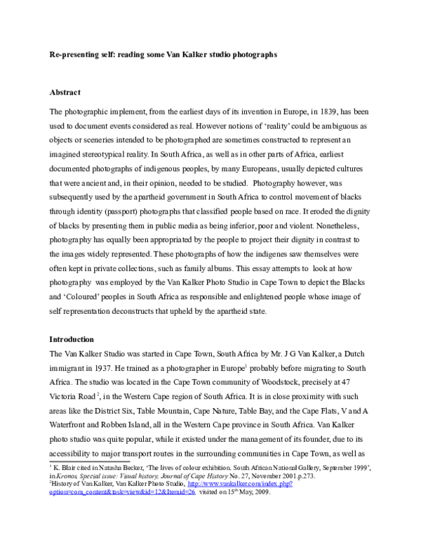 (DOC) Re-presenting self: reading some Van Kalker studio photographs