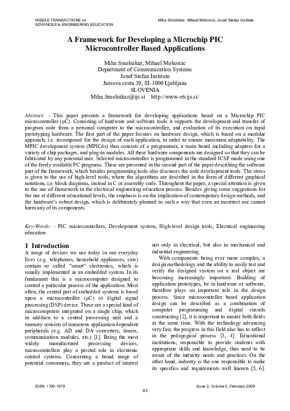 (PDF) A Framework for Developing a Microchip PIC Microcontroller Based ...