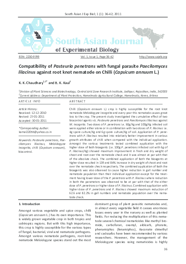 (PDF) Compatibility of Pasteuria penetrans with fungal parasite ...