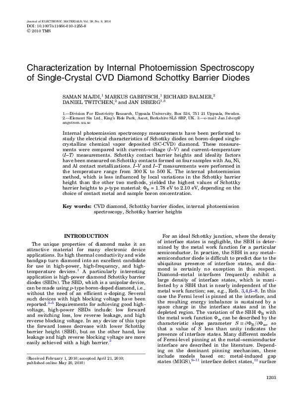Characterization by Internal Photoemission Spectroscopy of Single ...