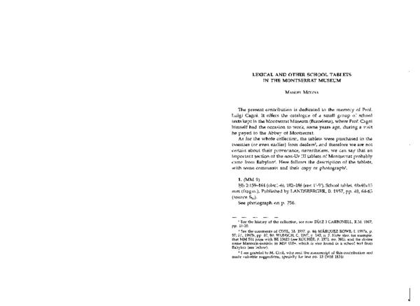 (PDF) ”Lexical and Other School Tablets in the Montserrat Museum”, en S ...