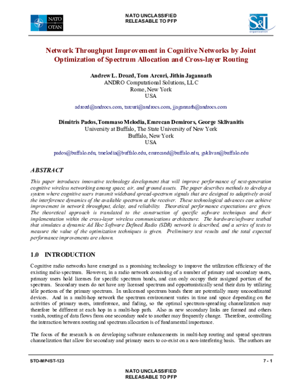 Pdf Network Throughput Improvement In Cognitive Networks By Joint