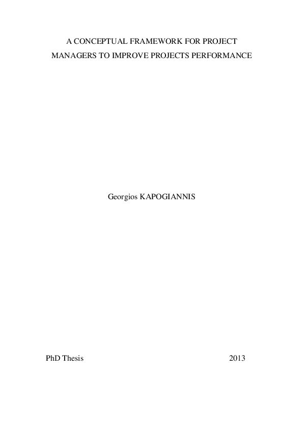 (PDF) A CONCEPTUAL FRAMEWORK FOR PROJECT MANAGERS TO IMPROVE PROJECTS ...