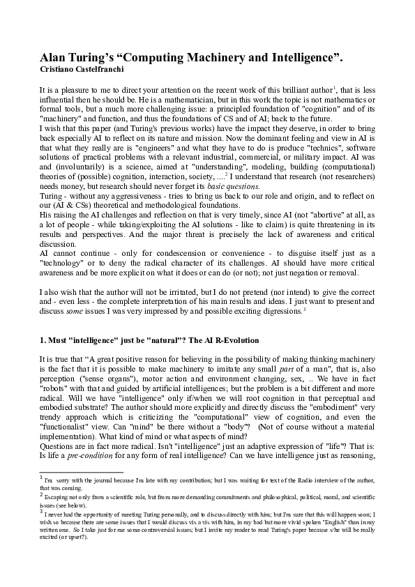 (DOC) Alan Turing’s “Computing Machinery and Intelligence ...