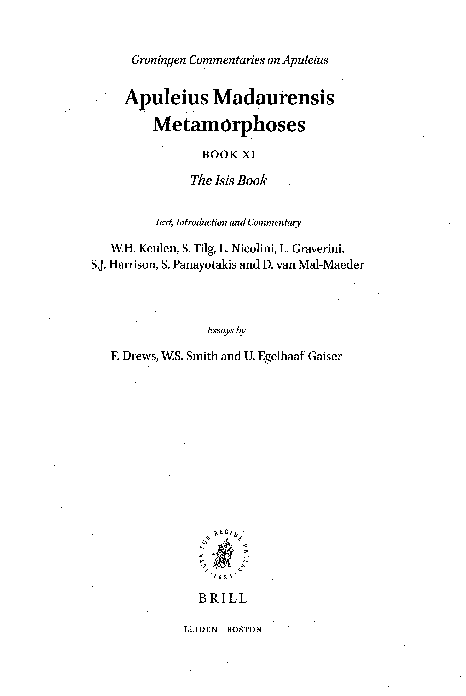 (PDF) Apuleius Madaurensis Metamorphoses. Book XI: The Isis Book