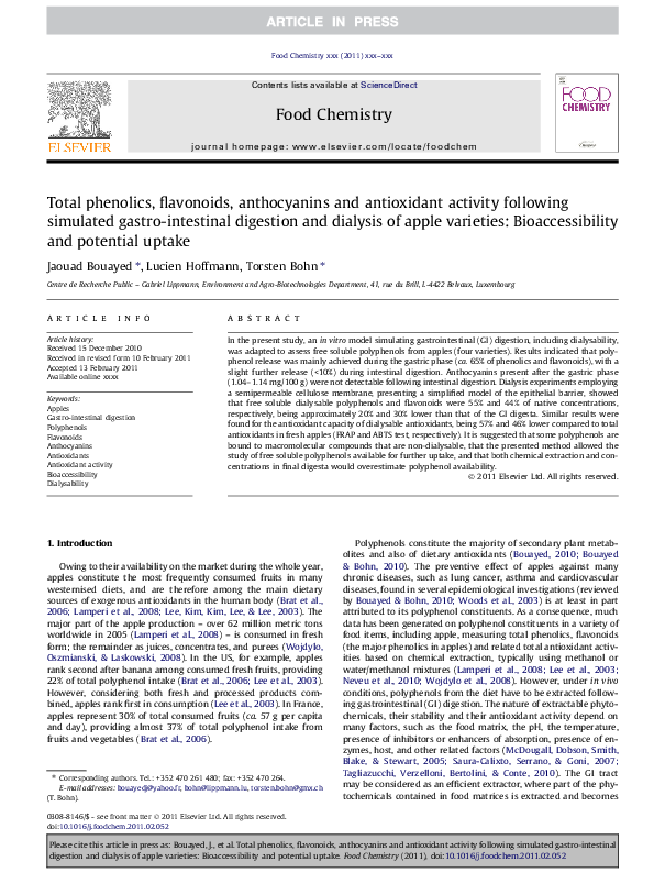 (PDF) Total phenolics, flavonoids, anthocyanins and antioxidant activity following in vitro ...