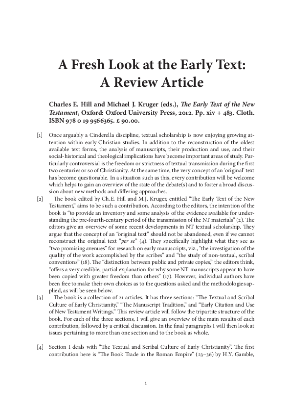 (PDF) A Fresh Look at the Early Text: A Review Article on Charles E ...