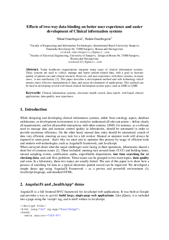 Pdf Effects Of Angularjs Two Way Data Binding On Better User