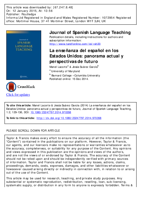 (PDF) La enseñanza del español en los Estados Unidos: panorama actual y ...