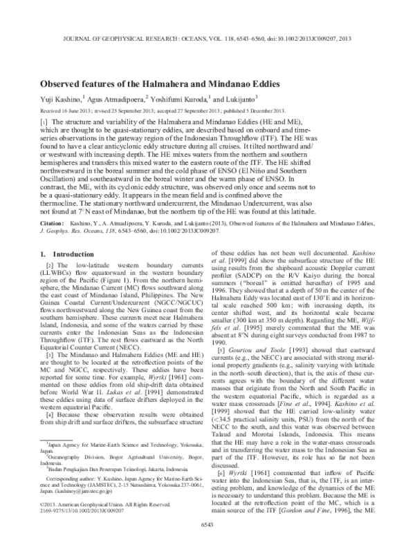 Observed features of the Halmahera and Mindanao Eddies