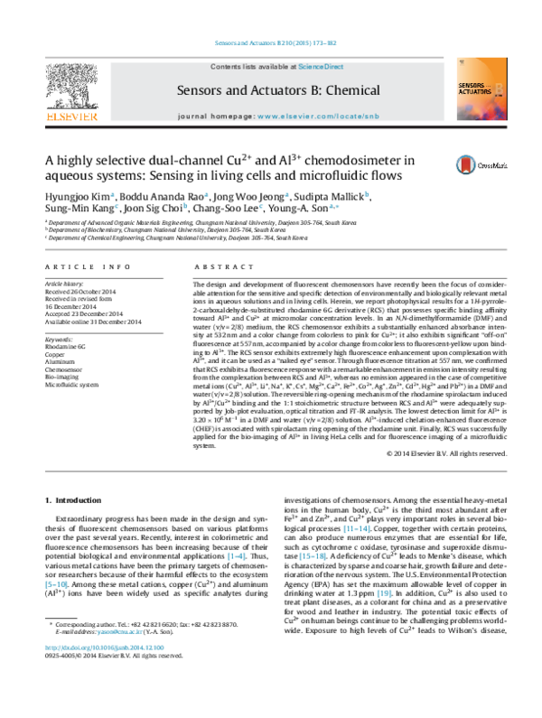 (PDF) A highly selective dual-channel Cu2+and Al3+chemodosimeter ...