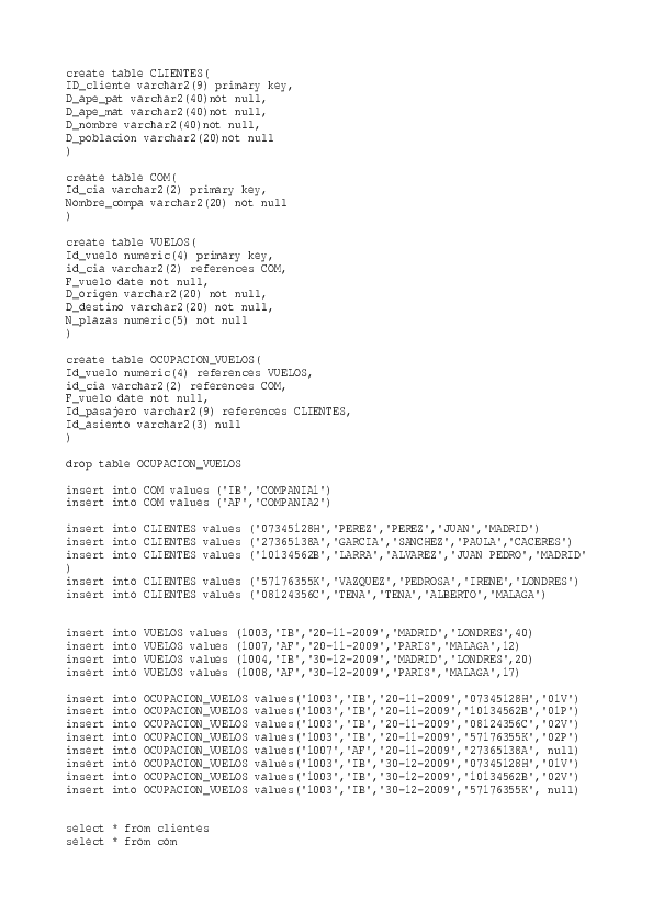 create table CLIENTES | Aldair Capitanachi - Academia.edu