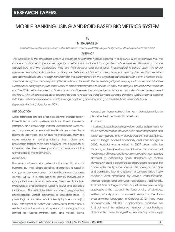 (PDF) MOBILE BANKING USING ANDROID BASED BIOMETRICS SYSTEM