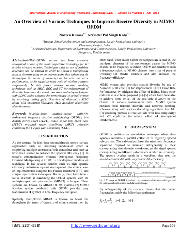(PDF) An Overview of Various Techniques to Improve Receive Diversity in ...