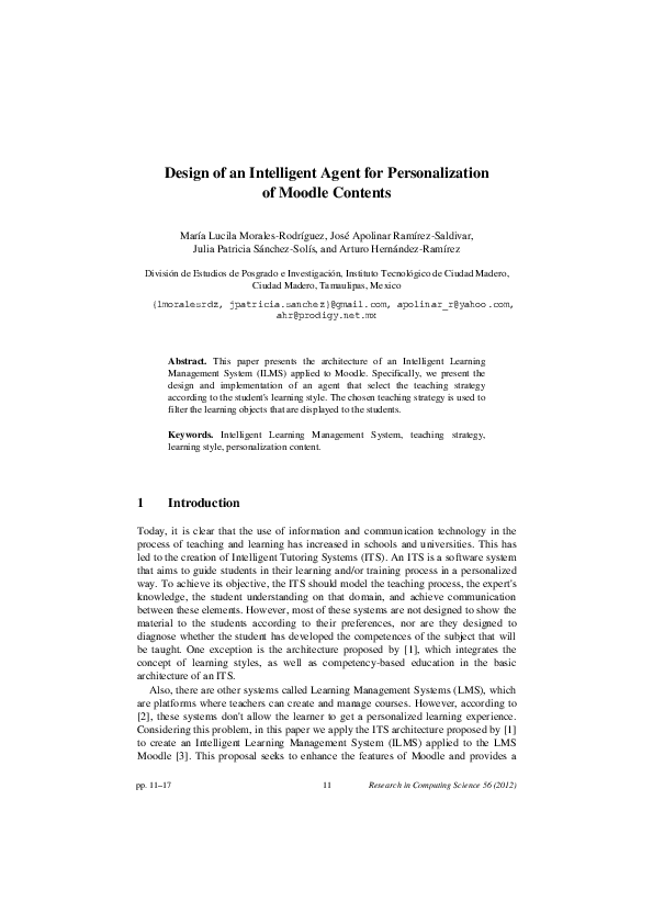 (PDF) Design of an Intelligent Agent for Personalization of Moodle’s ...