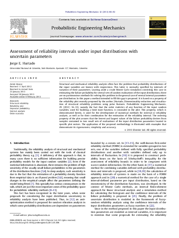 (PDF) Assessment of reliability intervals under input distributions with uncertain parameters