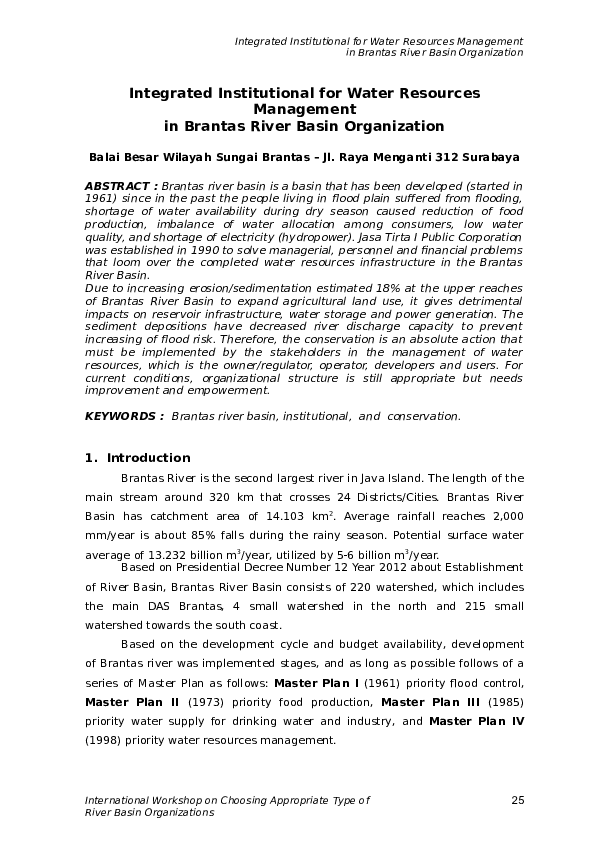 (DOC) Integrated Institutional for Water Resources Management in ...