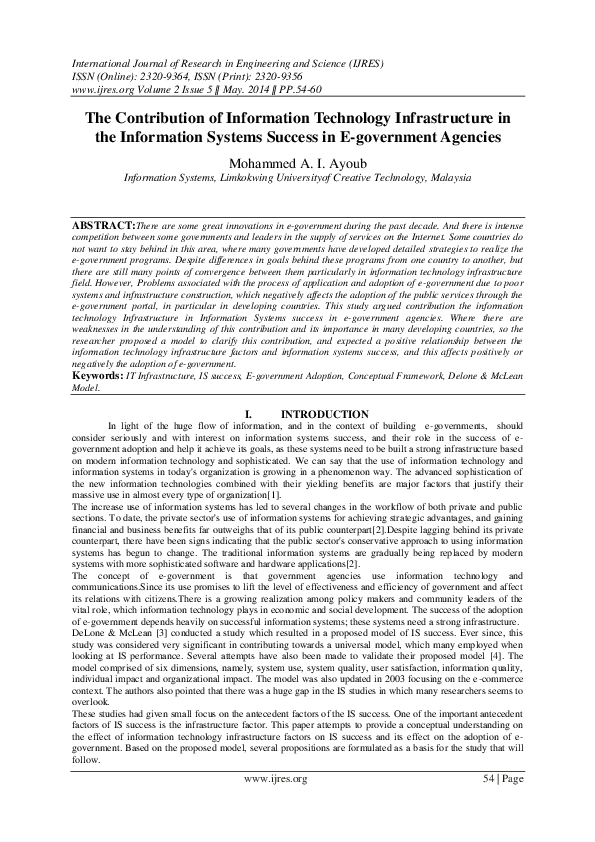 (PDF) The Contribution of Information Technology Infrastructure in the ...