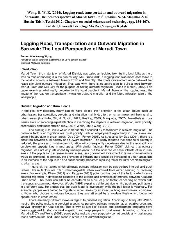 (PDF) Logging road, transportation and outward migration in Sarawak ...