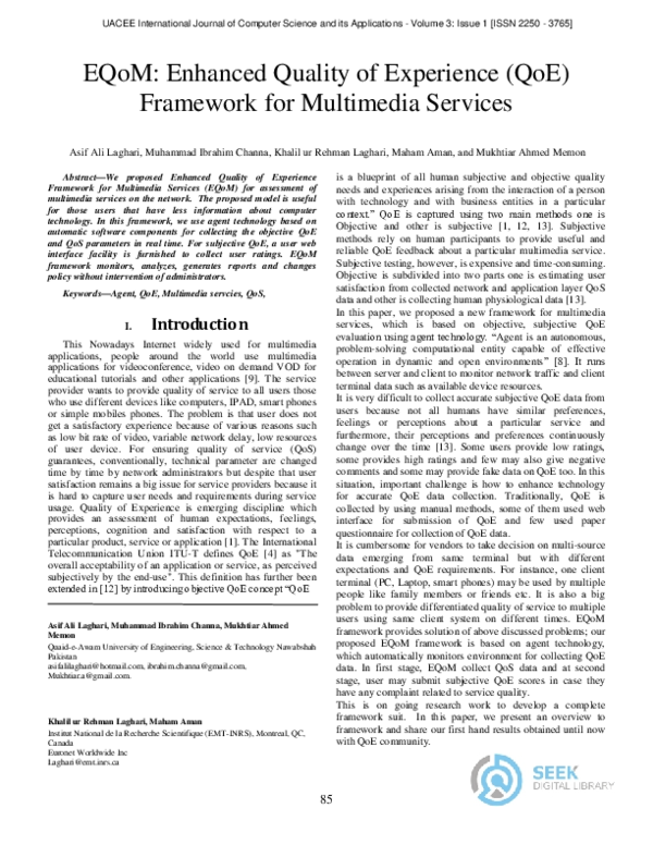 (PDF) EQoM: Enhanced Quality of Experience (QoE) Framework for ...