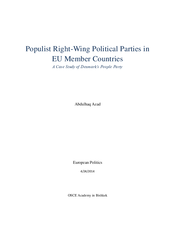 (PDF) Populist Right-Wing Political Parties in EU Member Countries: A ...