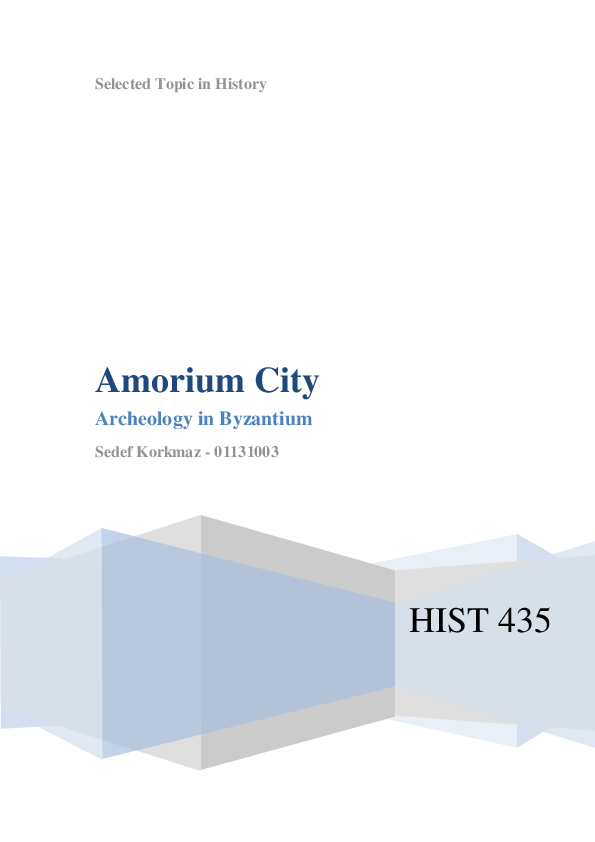 (PDF) Amorium City and Byzantium Archeology