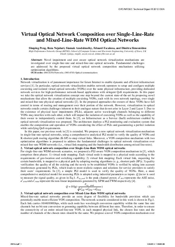(PDF) Virtual Optical Network Composition over Single-Line-Rate and ...