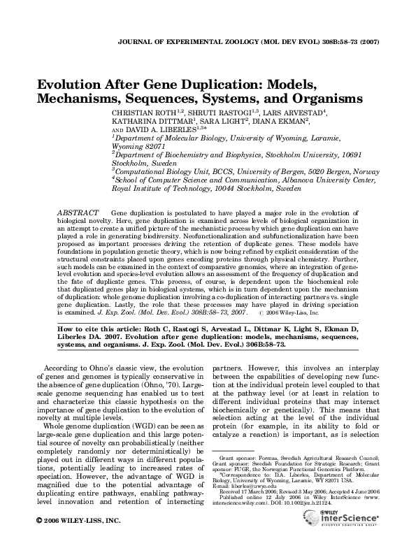 (PDF) Gene Duplication's Role in Evolutionary Dynamics