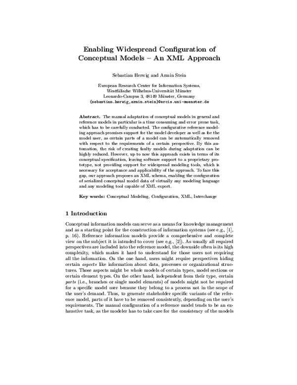 (PDF) Enabling Widespread Configuration of Conceptual Models - An XML Approach